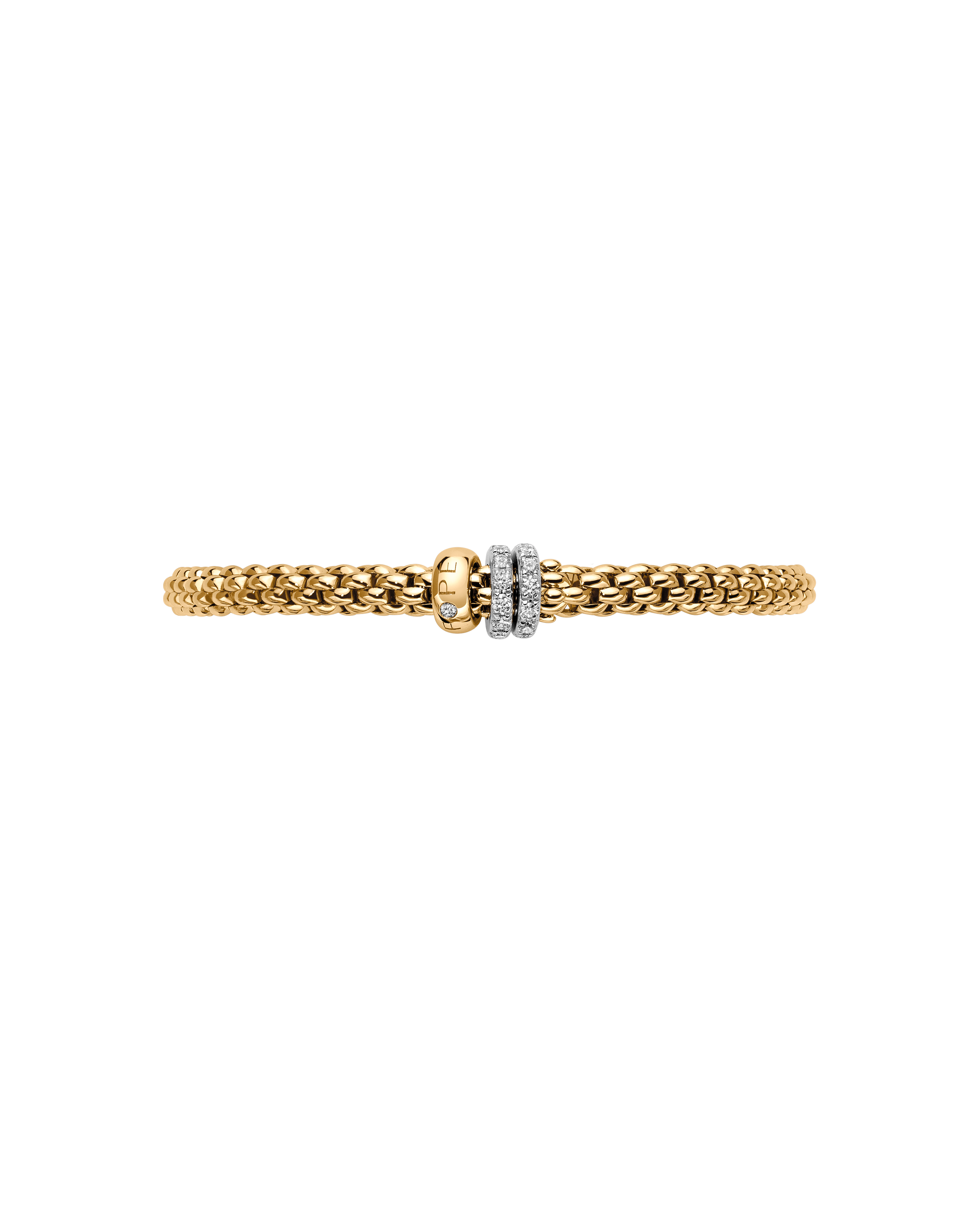 Flex'it bracelet with three rondels and diamond pavé - 62506BX_PB - FOPE